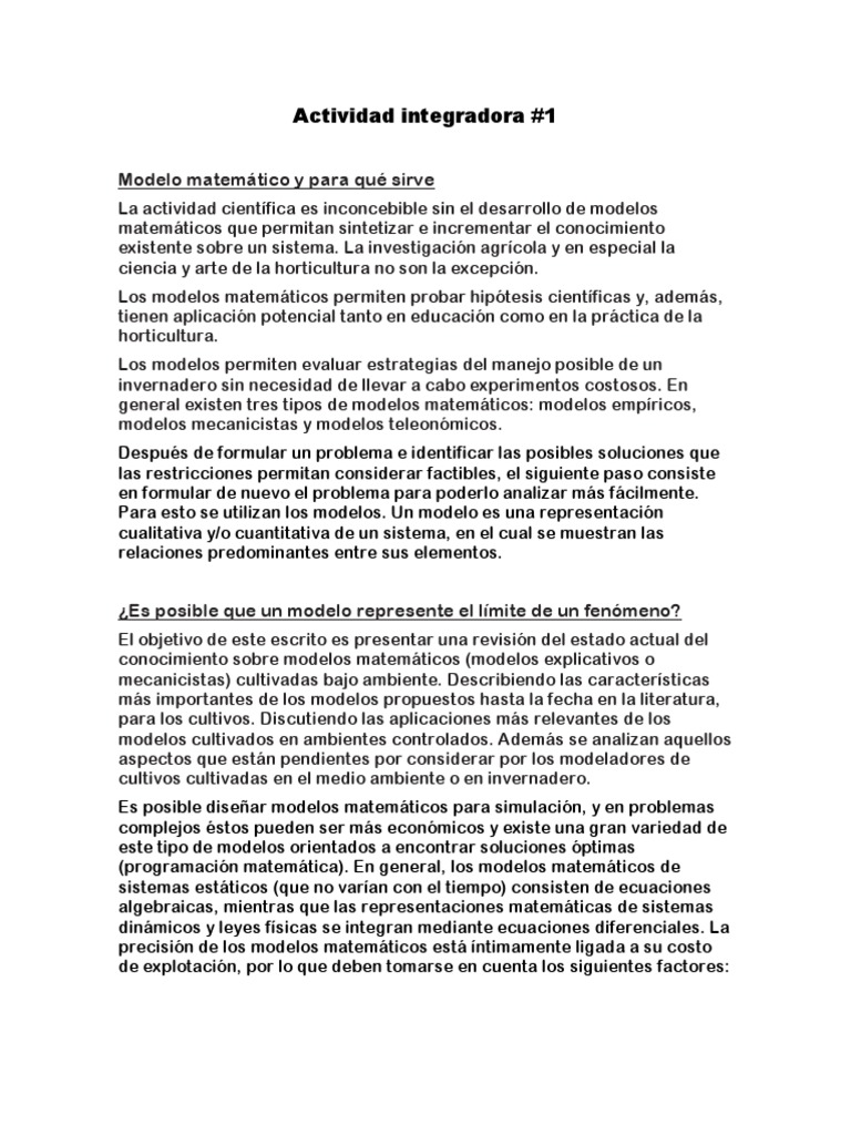 Modelo Matemático y para Que Sirve | PDF | Función (Matemáticas ...