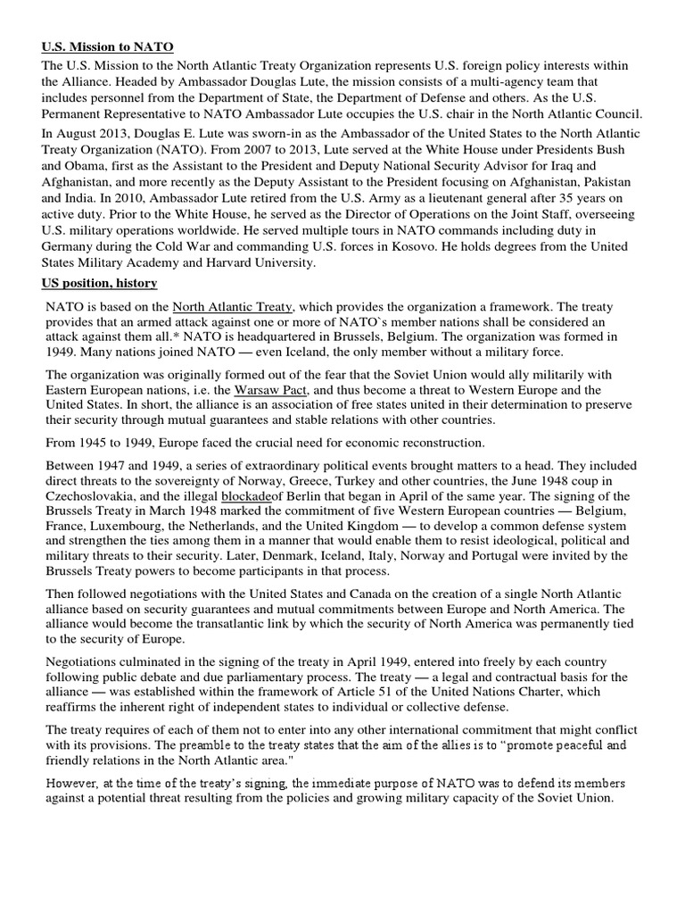 Us Mission To Nato | PDF | Nato | International Security Assistance Force