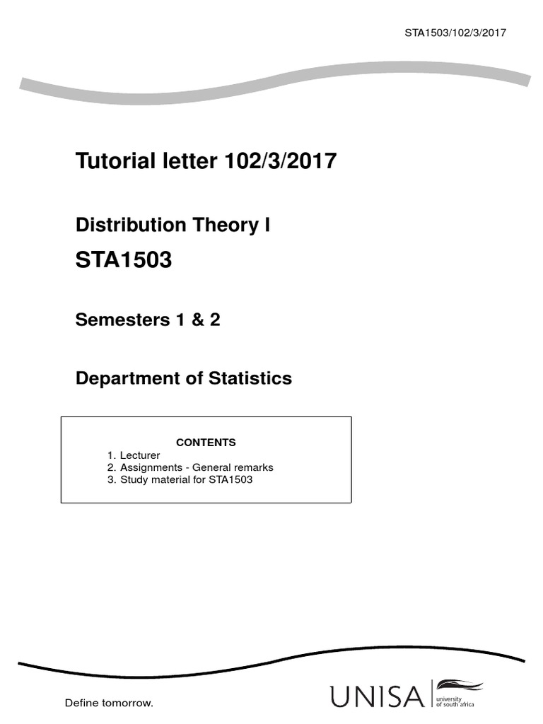 STA1503 Distribution Theory I Guide | PDF | Science | Science (General)