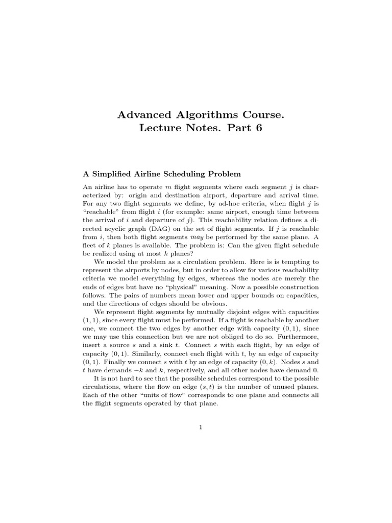 Advanced Algorithms Course. Lecture Notes. Part 6: A Simplified Airline ...