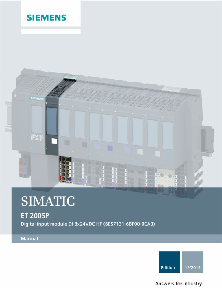 Et200sp Di 8x24vdc Hf Manual en-US en-US | Input/Output | Documentation