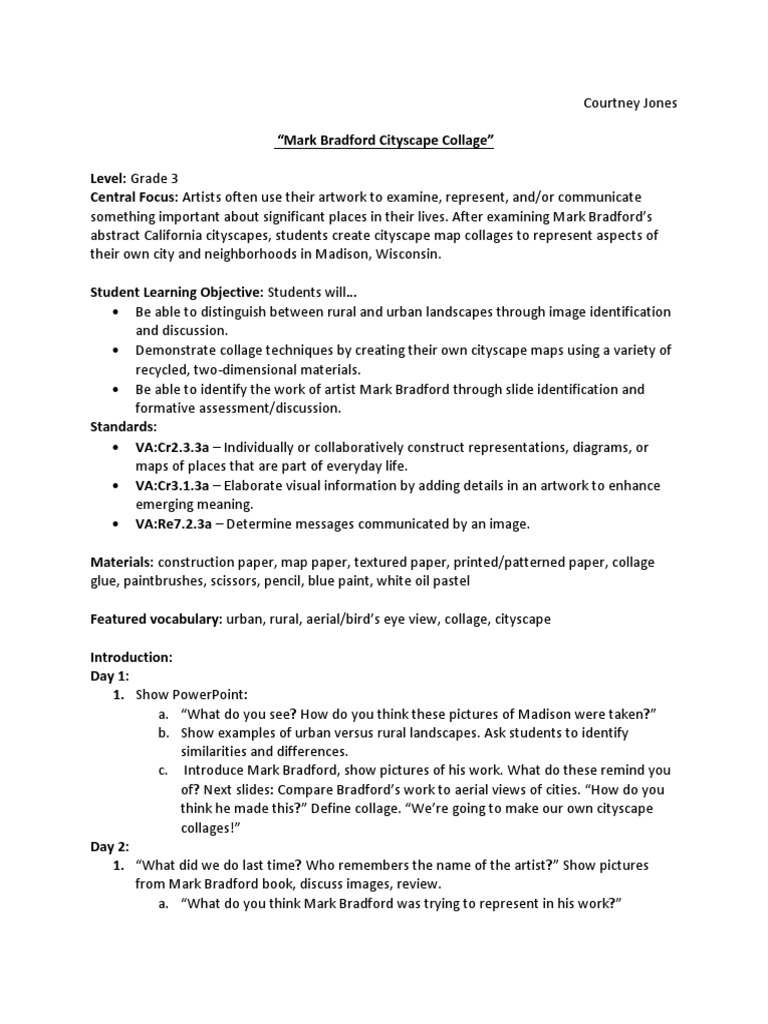 Cityscape Collage Lesson Plan | PDF | Collage | Map