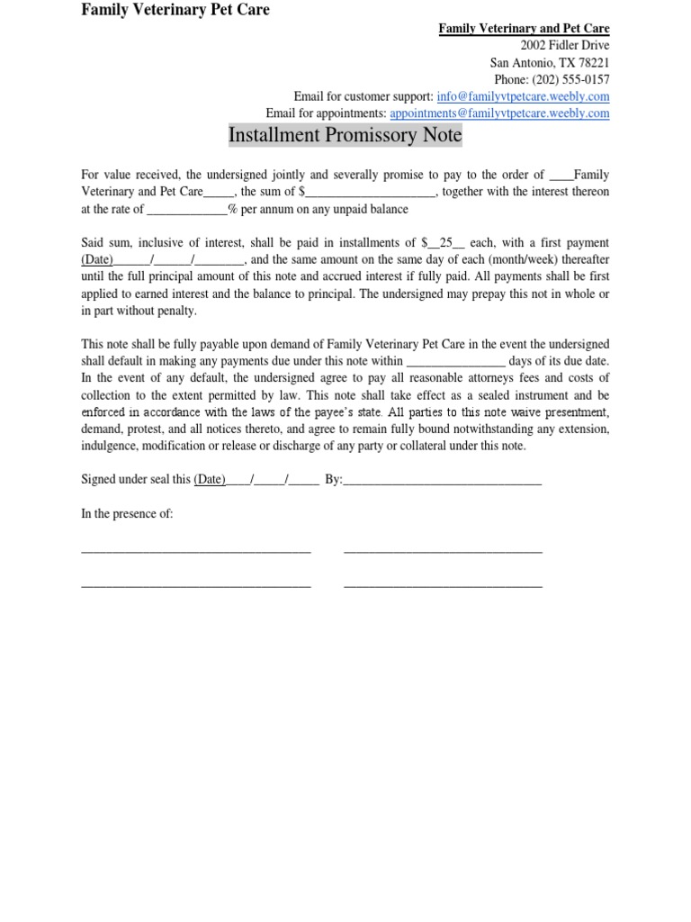 Installment Promissory Note 1 | PDF | Promissory Note | Interest