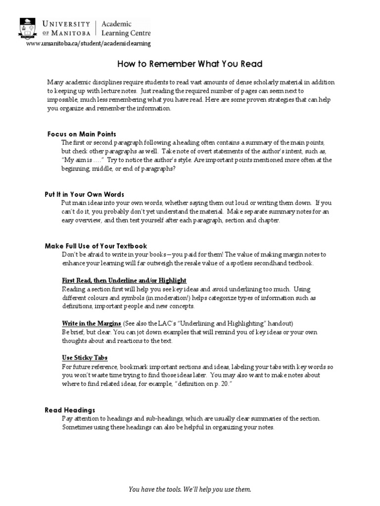 How To Remember What You Read NEW PDF | PDF | Speed Reading | Memory