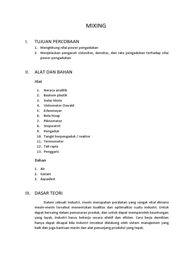 Proses dan Alat dalam Mixing Industri | PDF