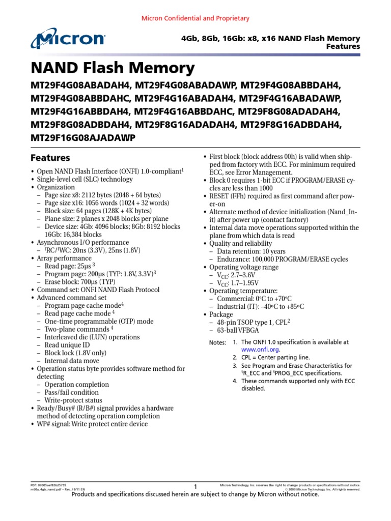 Micron MT29F4G16ABBDAH4 IT D Datasheet | PDF | Flash Memory | Input/Output