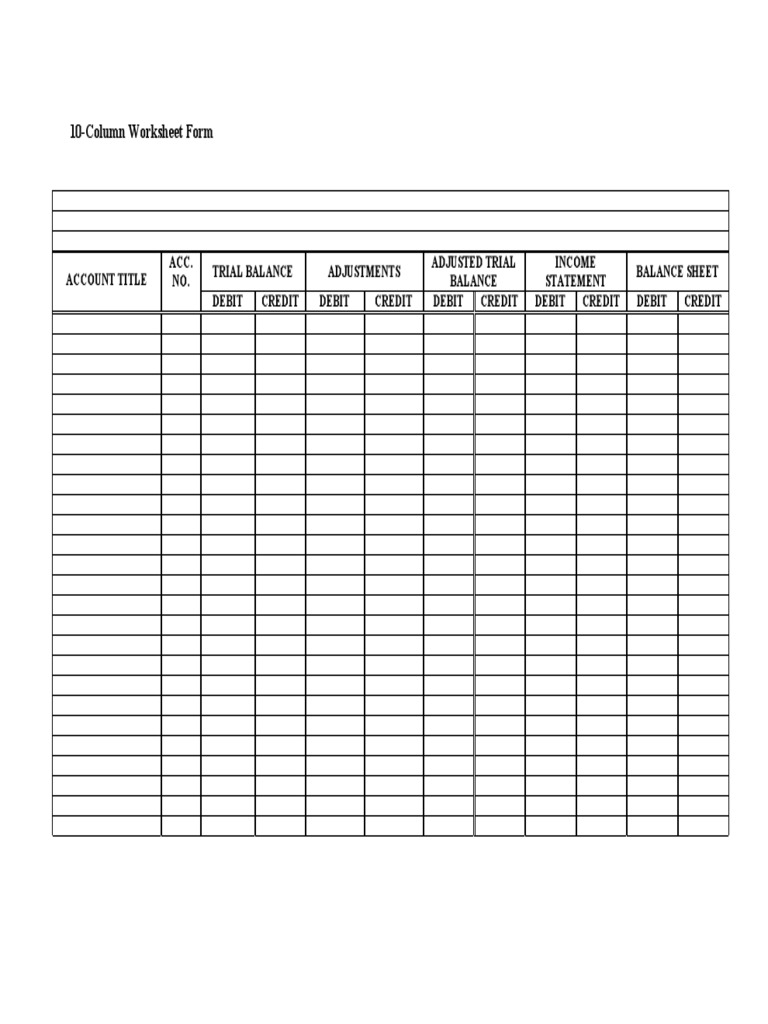 10-Column Worksheet Form PDF | PDF | Finance & Money Management