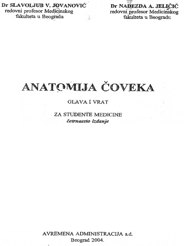 Anatomija Coveka Glava I Vrat Jelicic Jovan 1-1 | PDF