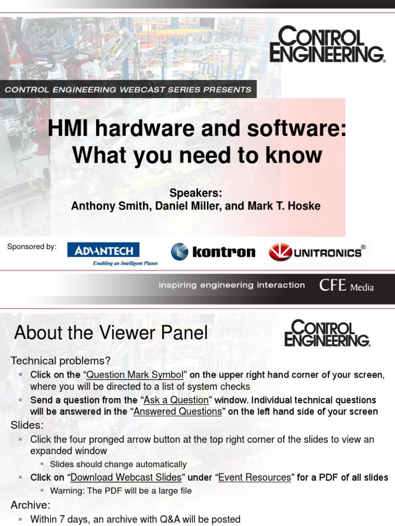 HMI Hardware and Software: What You Need To Know: Speakers: Anthony ...