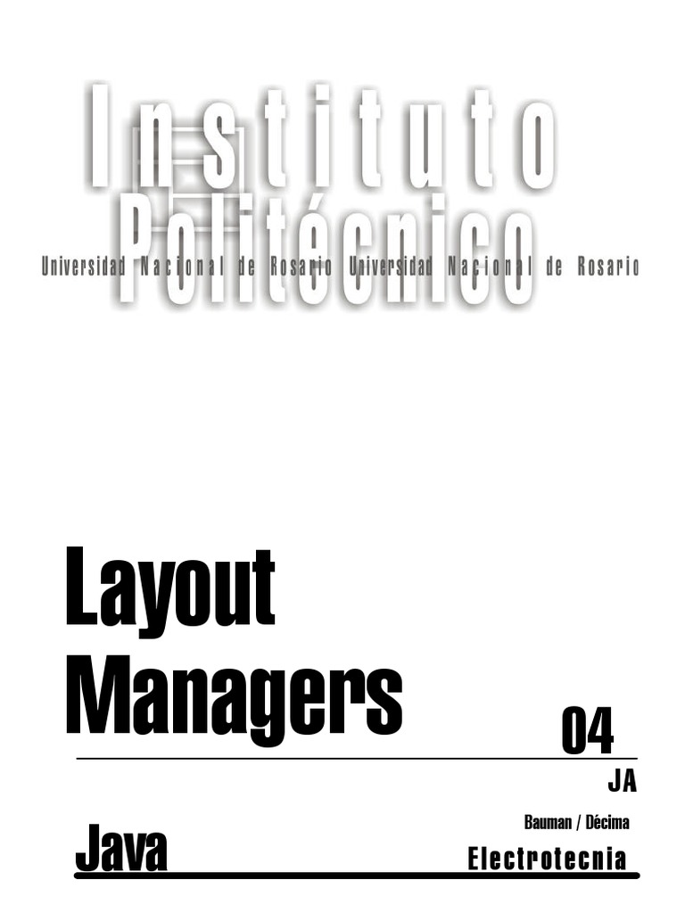 Capítulo 06a (Layout Managers) | PDF | Java (lenguaje de programación) | Objeto (informática)