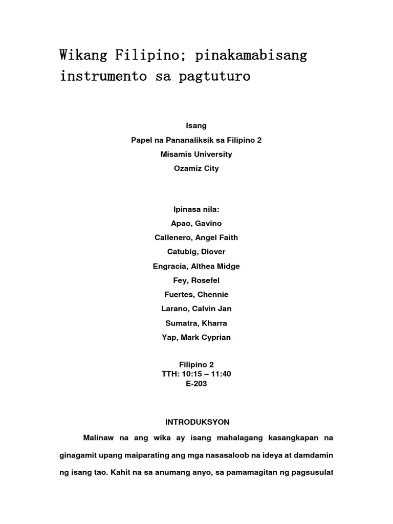 Wikang Filipino | PDF