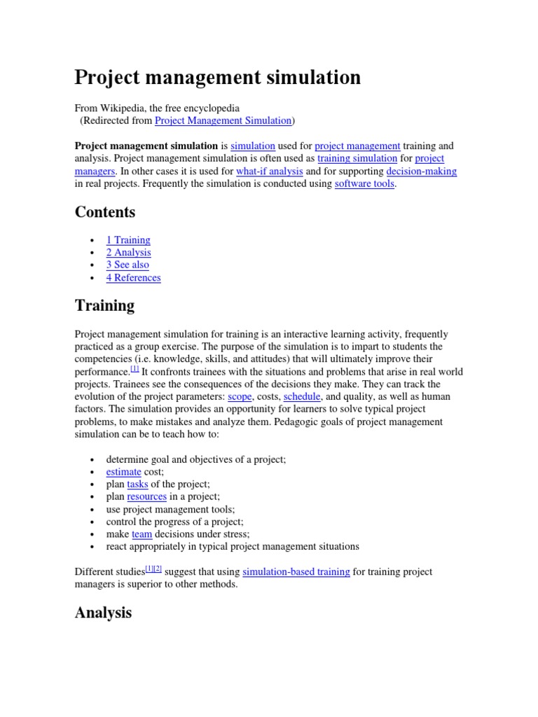 Project Management Simulation | PDF | Simulation | Emergence