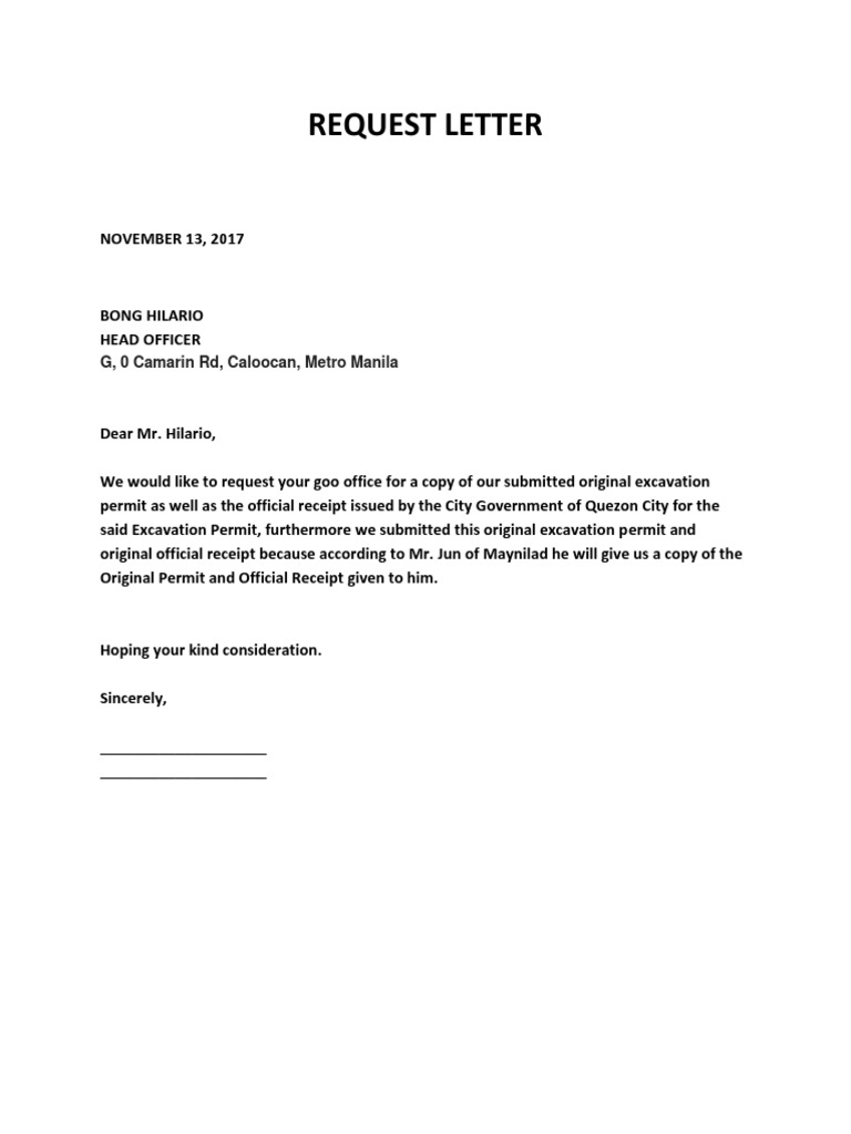 Request Letter: G, 0 Camarin RD, Caloocan, Metro Manila | PDF