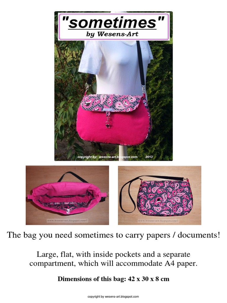 Bag Sometimes Free Pattern PDF | PDF | Seam (Sewing) | Sewing