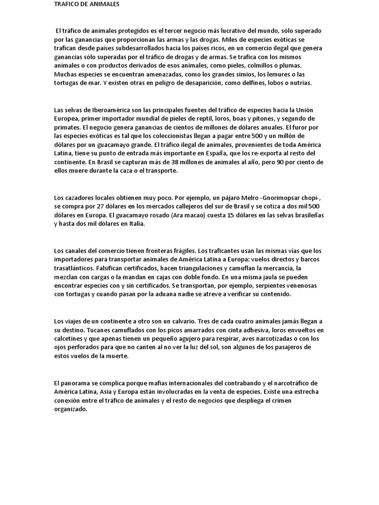 Trafico de Animales | PDF | Organismos | Naturaleza