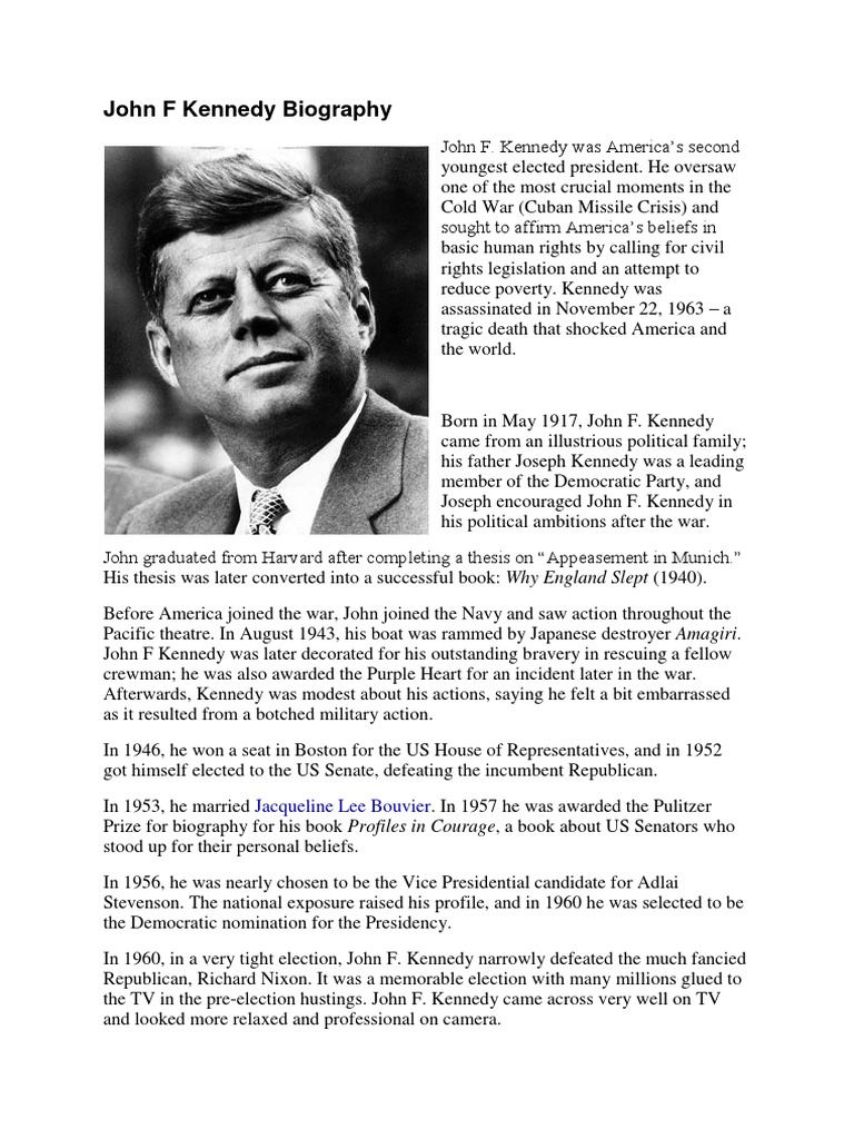 John F Kennedy Biography | PDF | John F. Kennedy | American Politicians