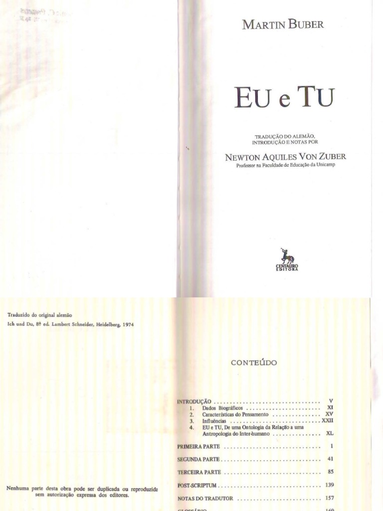 Eu e Tu - Martin Buber | PDF | Existencialismo | Antropologia