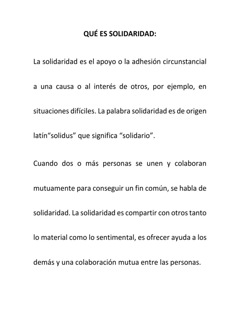 Qué Es Solidaridad | PDF
