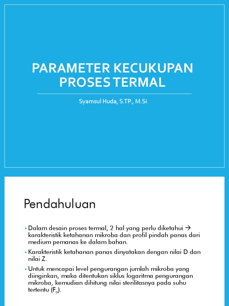 Parameter Kecukupan Proses Termal | PDF | Sains & Matematika