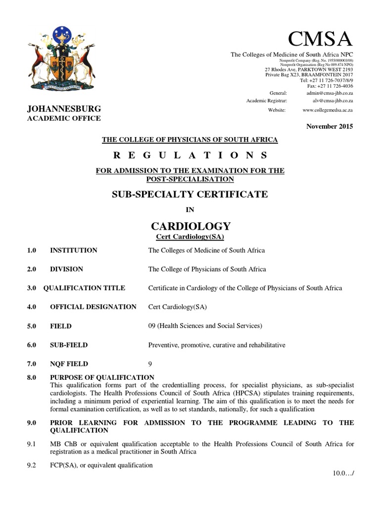 Regulations for the Post-Specialization Sub-Specialty Certificate in ...
