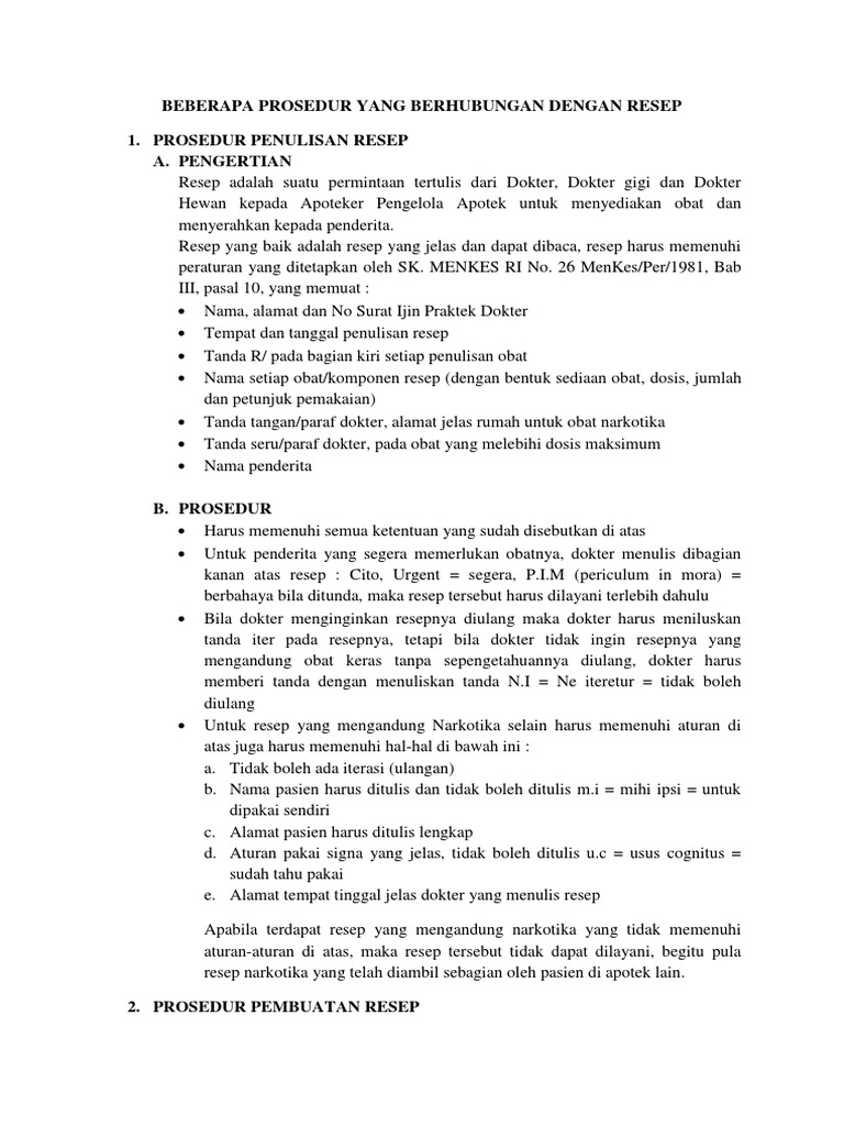 Prosedur Penulisan Resep | PDF