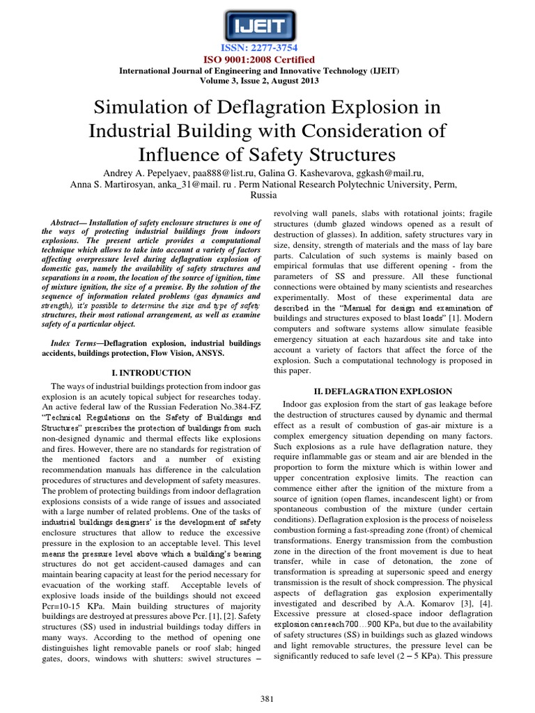 Simulation of Deflagration Explosion in Industrial Building With ...