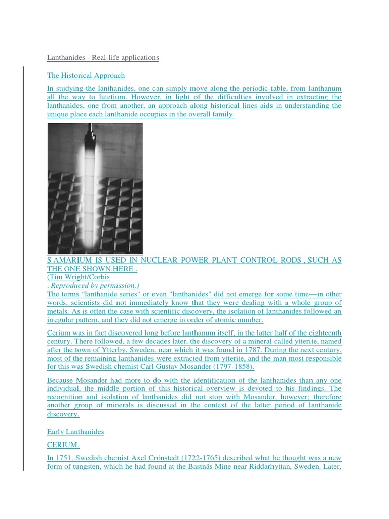 Lanthanides: Historical Applications | PDF | Lanthanide | Chemical Elements