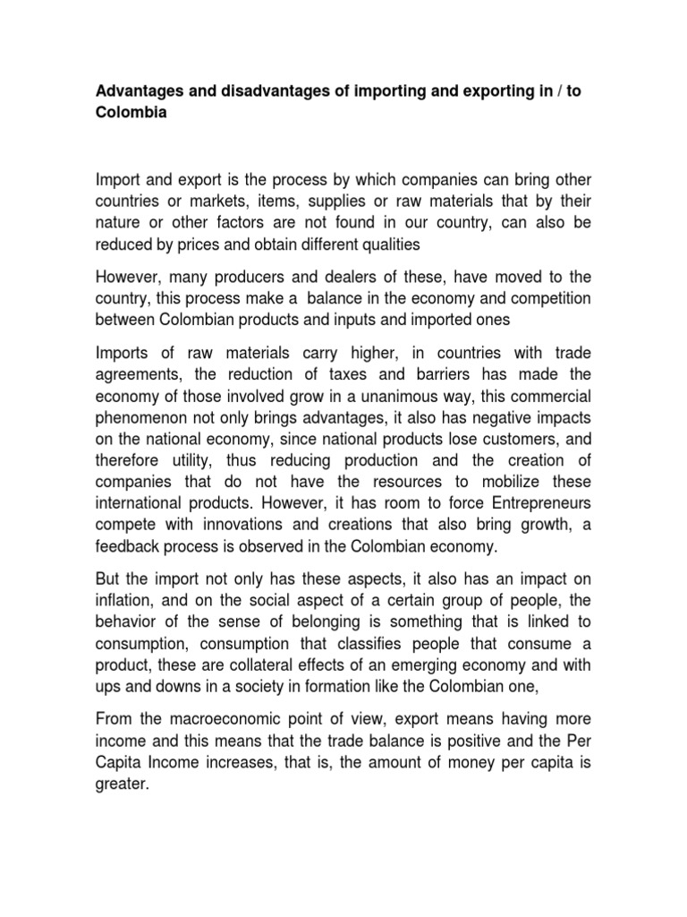 Advantages and Disadvantages of Importing and Exporting in | PDF