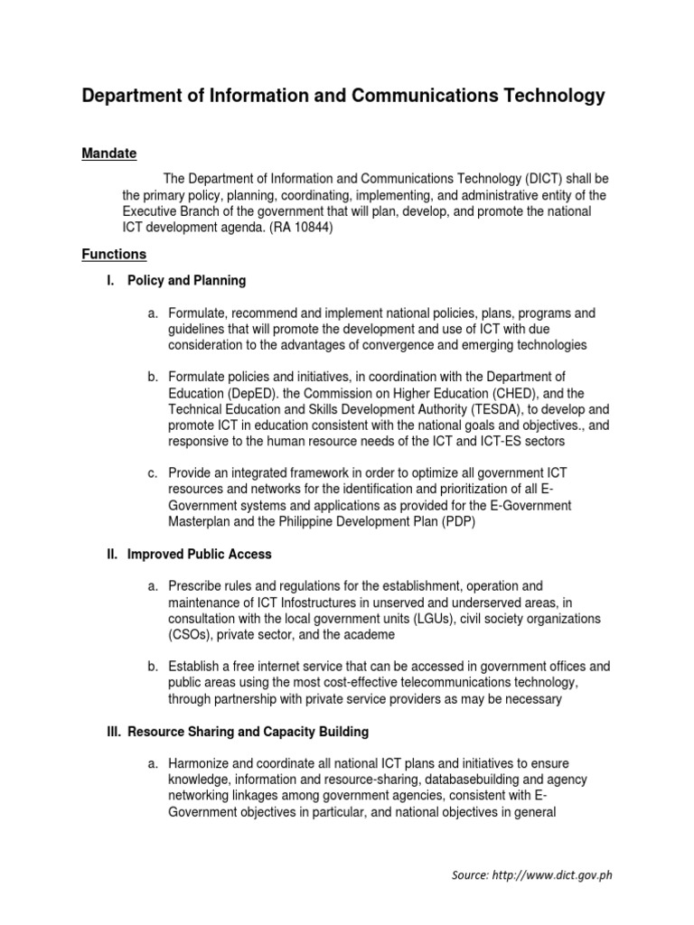 Overview of the DICT Functions and Structure | PDF | Public–Private ...