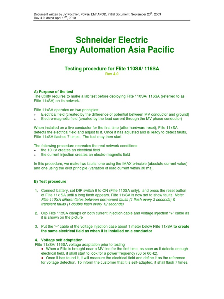 Easergy Flite 11xSA Test Procedure | PDF | Electrical Connector | Voltage