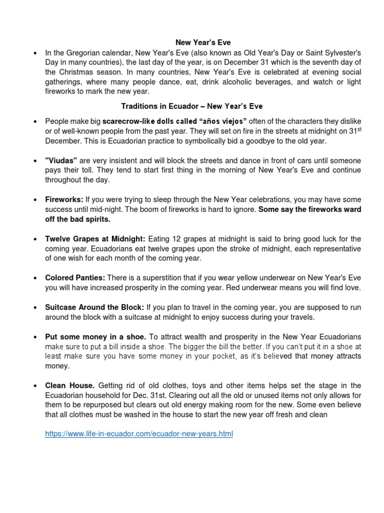 New Year's Eve | PDF | Seasons | Traditions