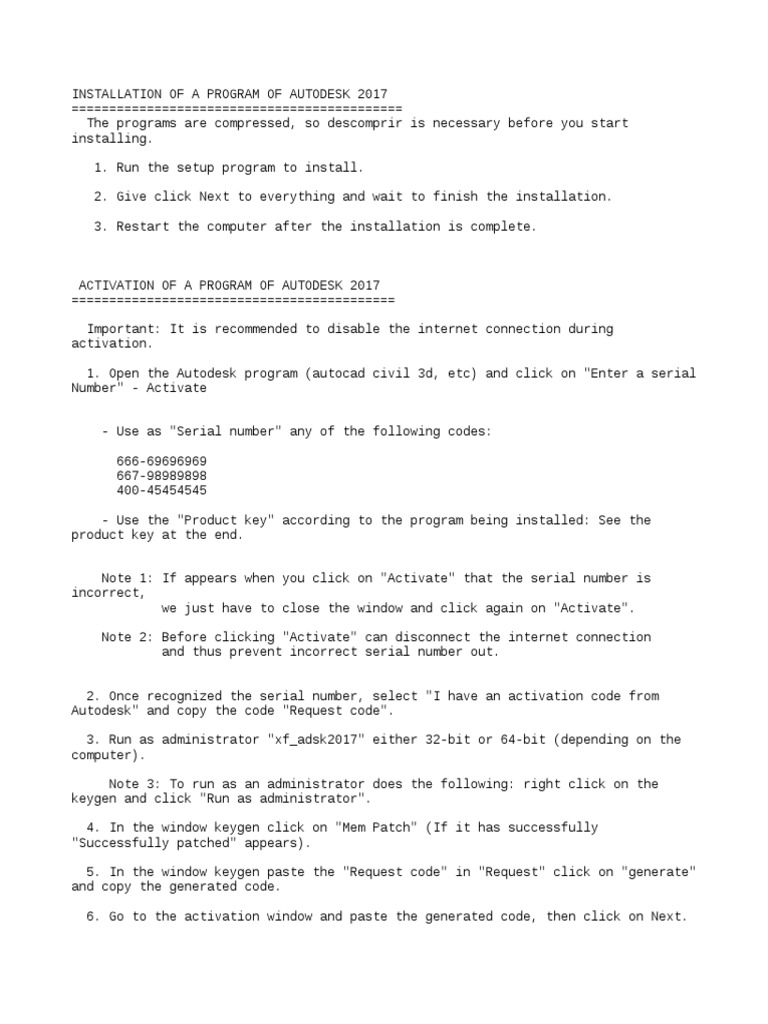 Readme.X-Force 2017 | PDF | Autodesk | Auto Cad