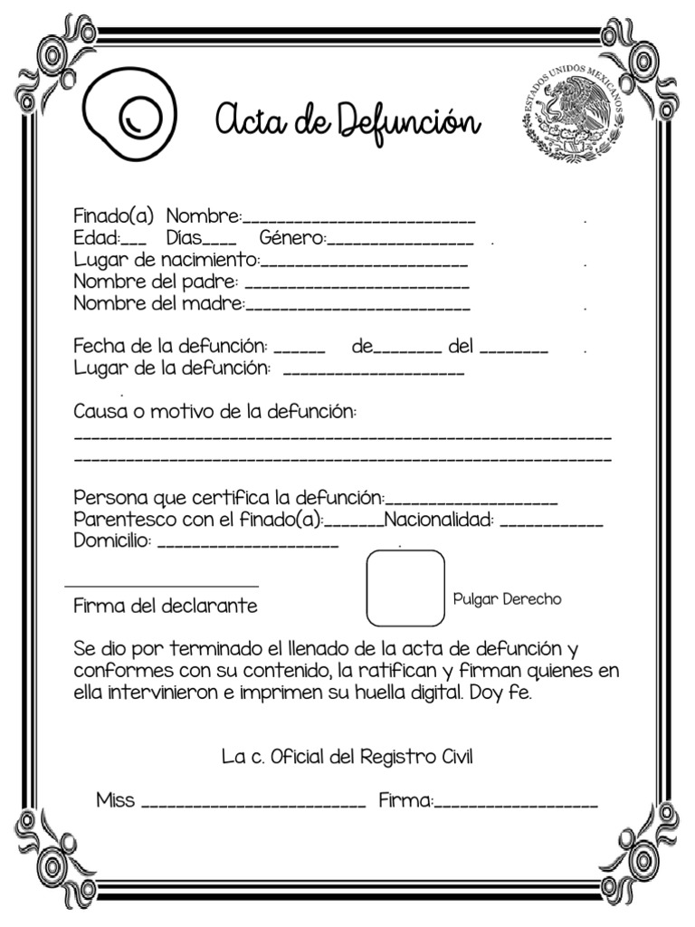 Acta de Defuncion Miss Donato PDF