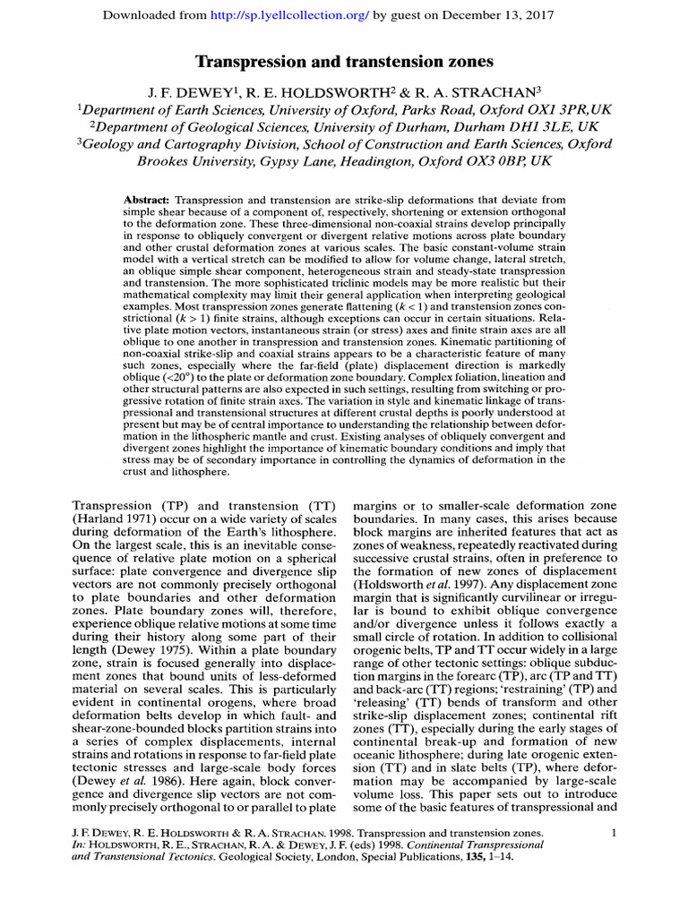 Transpression and Transtension Zones | PDF | Fault (Geology ...