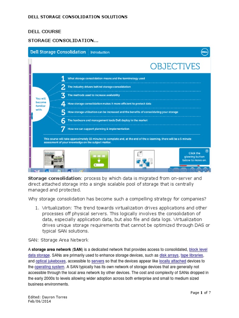 Dell Course Storage Consolidation | PDF | Replication (Computing) | Computer Data Storage