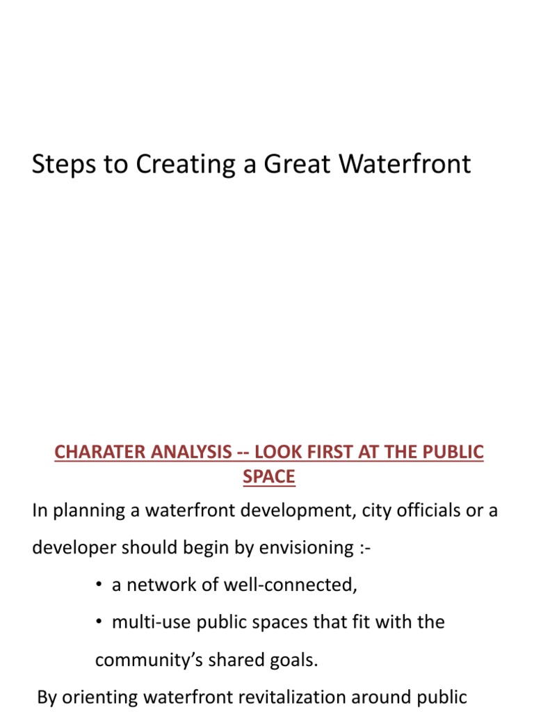 Steps To Creating A Great Waterfront | PDF