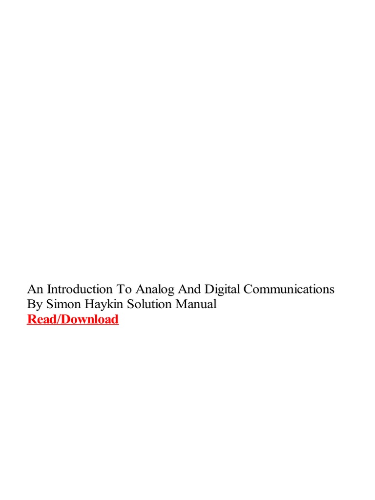 An Introduction To Analog and Digital Communications by Simon Haykin Solution Manual | PDF ...