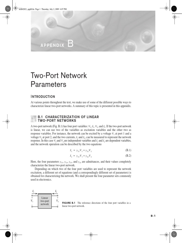 Appendix B - Two-Port Network Parameters | PDF | Electromagnetism | Electrical Engineering