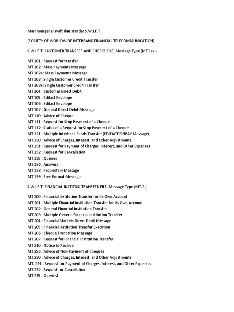 Mari Mengenal Swift Dan Standar S | PDF | Foreign Exchange Market | Cheque