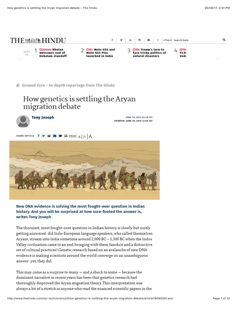 How Genetics Is Settling The Aryan Migration Debate - The Hindu | PDF ...