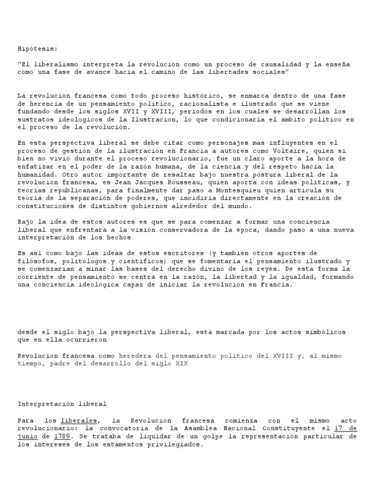 Liberalismo y la Revolución Francesa | PDF | Era de iluminacion ...