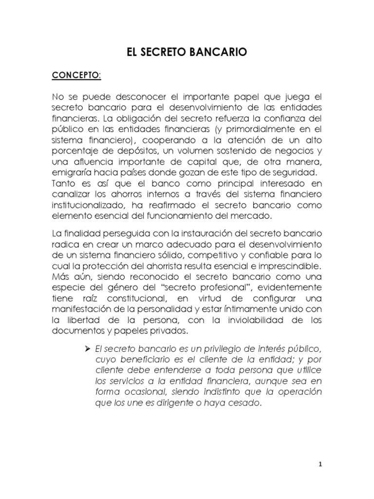 El Secreto Bancario | PDF | Bancos | Sistema financiero