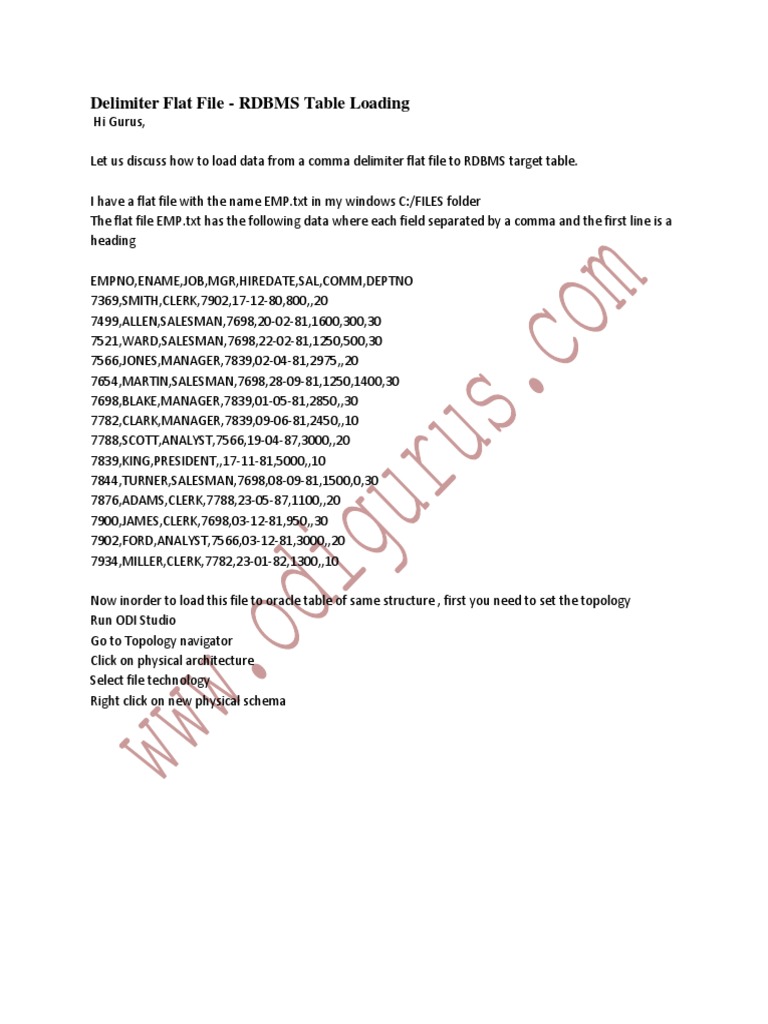 Delimiter Flat File Rdbms Table Loading Download Free Pdf Data Management Software Computing