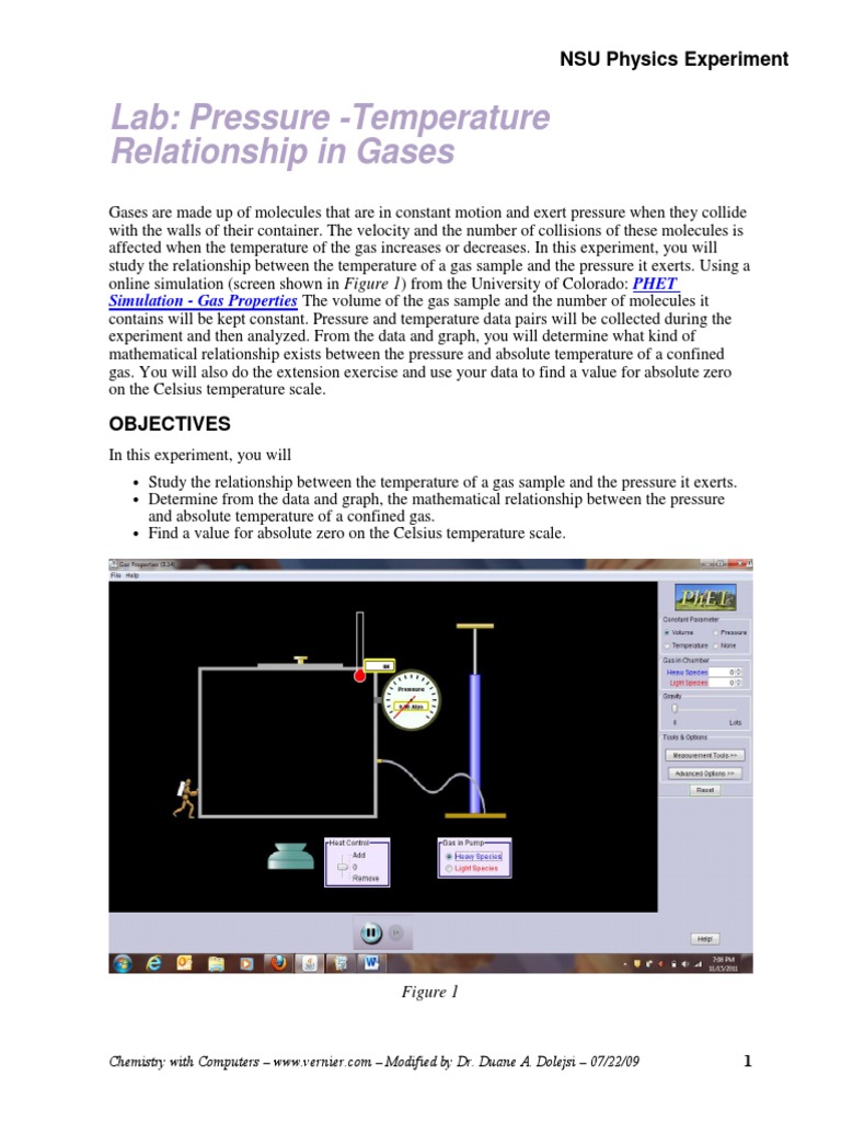 Pressure-Temperature PhET | PDF | Gases | Temperature