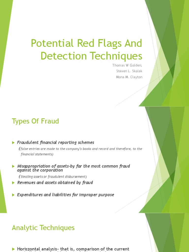 Potential Red Flags and Detection Techniques | PDF | Fraud | Revenue