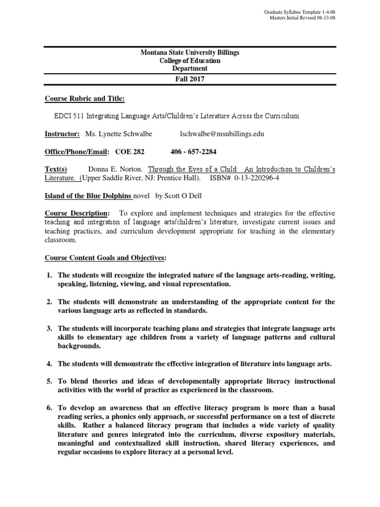 Fall17 EDCI 511 Syllabus | PDF | Learning | Teachers