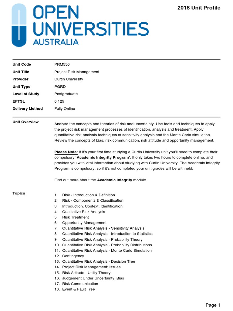 Unit Code Unit Title Provider Unit Type Level of Study Eftsl Delivery ...