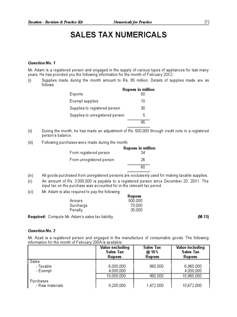 Sales Tax Practice Questions | PDF | Sales Taxes In The United States ...