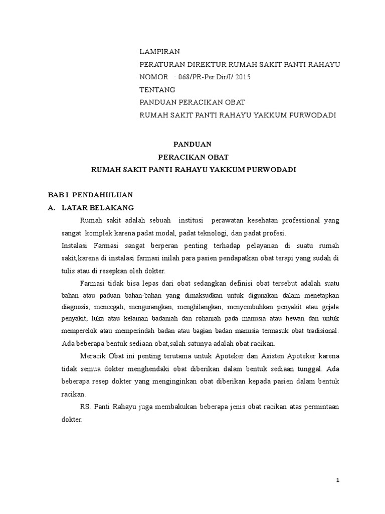Panduan Peracikan Obat RS Panti Rahayu | PDF | Pengembangan Diri ...