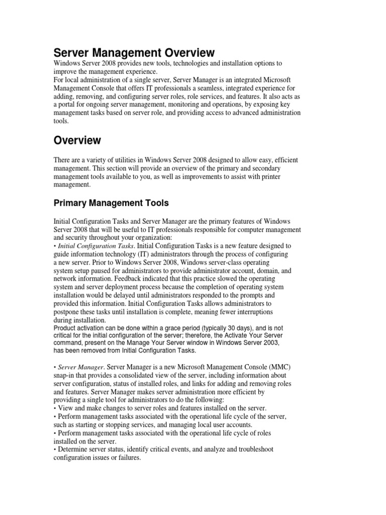 Server Management Overview | PDF | Command Line Interface | Group Policy